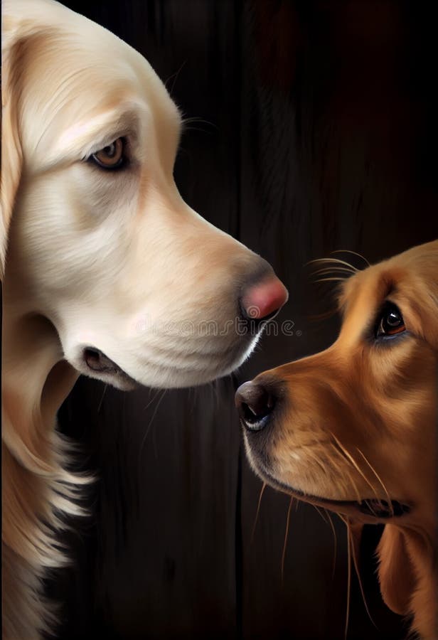 Labrador and Golden Retriever in the Garden. AI Generated Stock ...