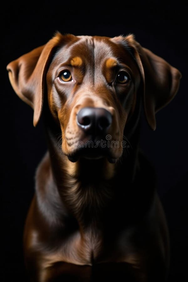Labrador Headshot, Intense Gaze, Black Backdrop, Sharp, Breed Stock ...