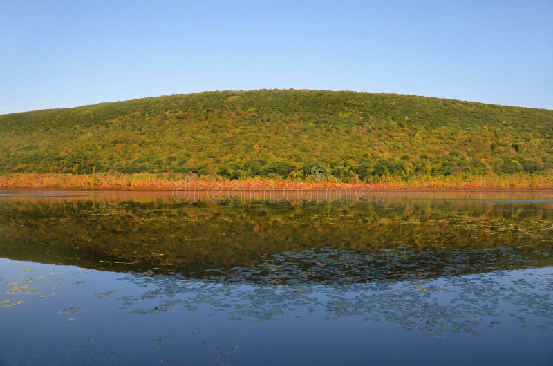 Sunset on Labrador Pond during Early Fall Season Stock Image - Image of ...