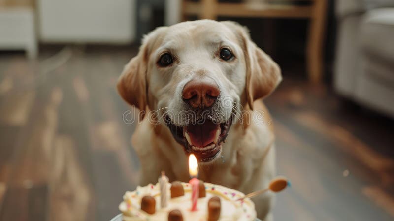 Labrador Retriever Dog with a Birthday Cake Stock Photo - Image of ...
