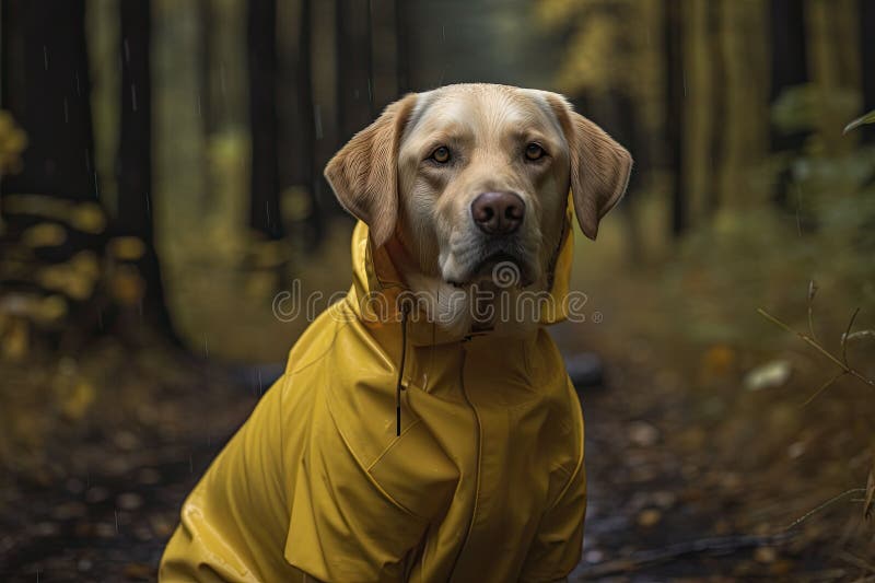 Labrador Retriever in a Yellow Raincoat. Generative AI Stock ...