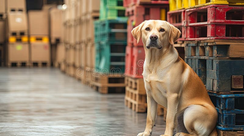 Labrador Sitting Colorful Stack Shipping Boxes Stock Photos - Free ...