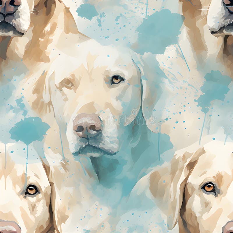 Labrador Watercolor Dog Pattern, AI Generated Stock Illustration ...