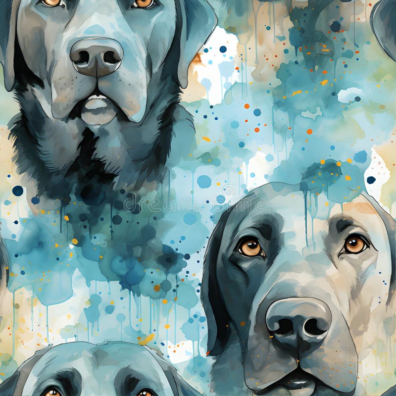 Labrador Watercolor Dog Pattern, AI Generated Stock Illustration ...