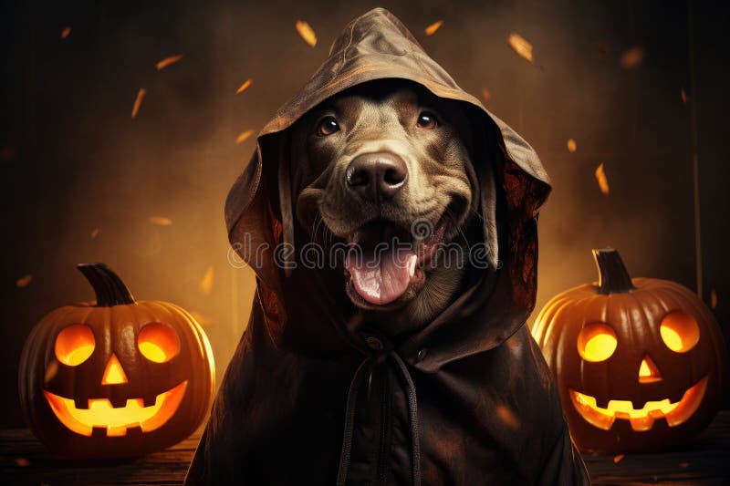 Labrador Wearing Halloween Custome. Generative AI Stock Illustration ...