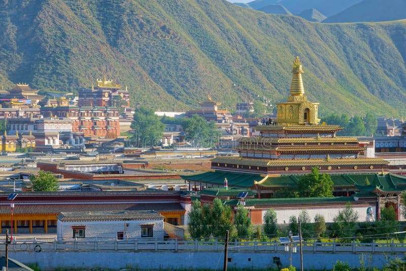 Labrang Lamasery stock image. Image of china, buddhism - 123347471