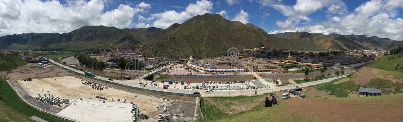 Labrang Monastery Panorama stock image. Image of lake - 127646271