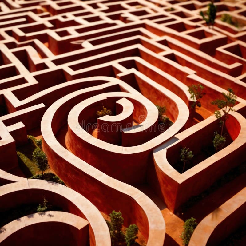 Labryinth Maze Structure, Top Down View Stock Illustration ...