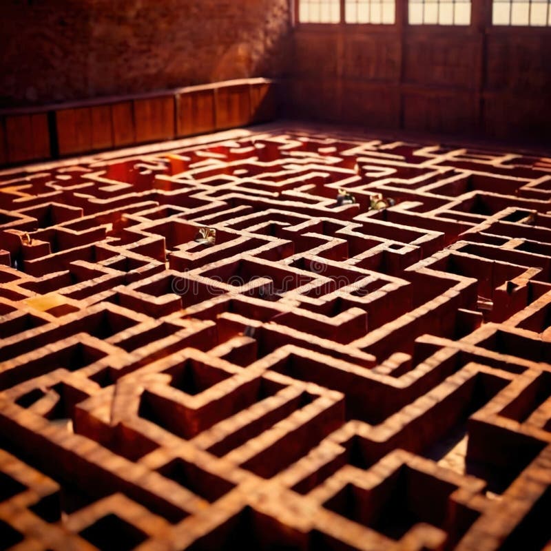 Labryinth Maze Structure, Top Down View Stock Illustration ...
