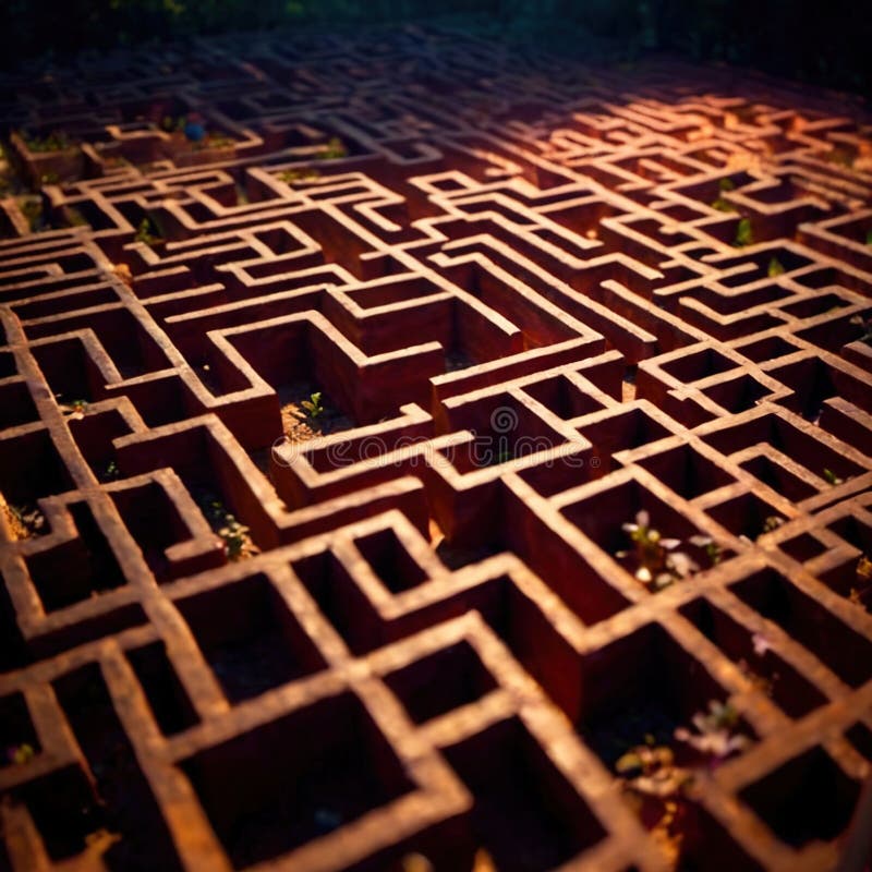 Labryinth Maze Structure, Top Down View Stock Illustration ...