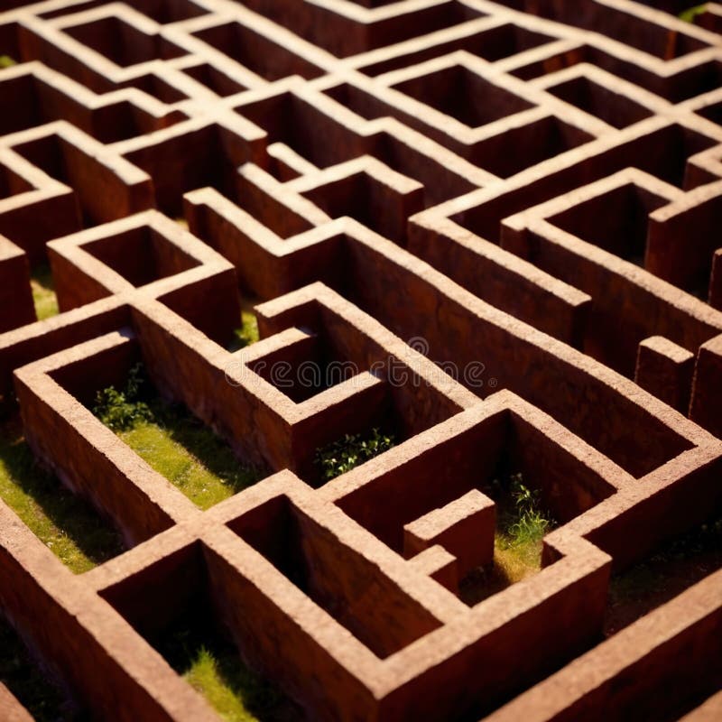 Labryinth Maze Structure, Top Down View Stock Illustration ...