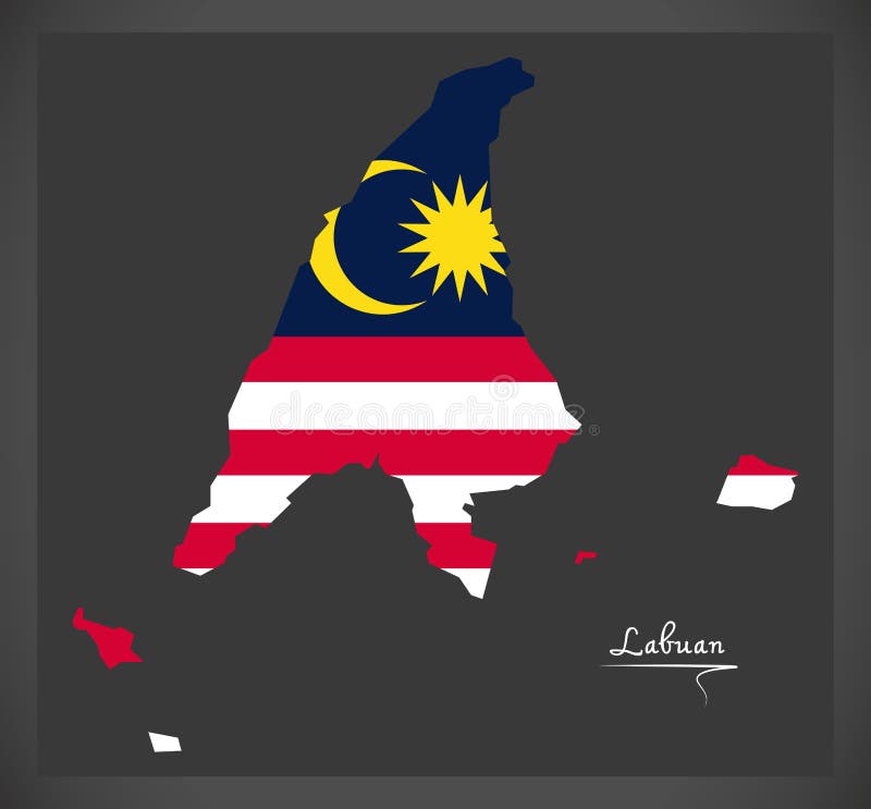 Labuan Malaysia Map with Malaysian National Flag Illustration Stock ...
