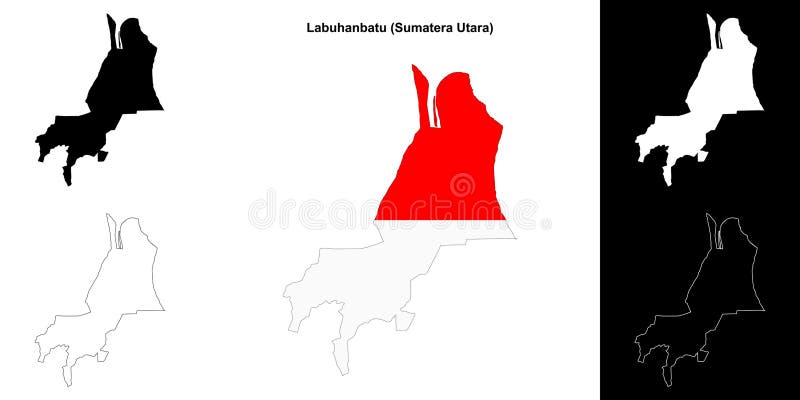 Labuhanbatu outline map stock vector. Illustration of vector - 356961517