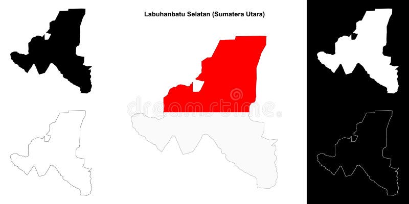 Labuhanbatu Selatan Outline Map Stock Vector - Illustration of contour ...