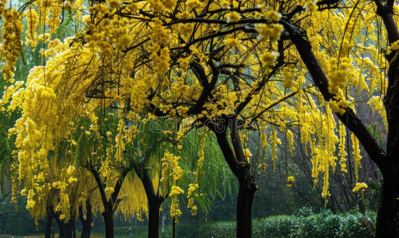 Laburnum Trees Under the Rain, Nature Background Stock Image - Image of ...