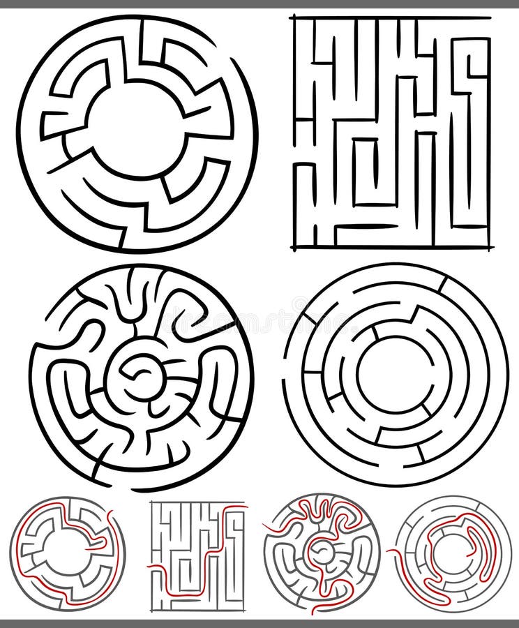 Labyrinten of Geplaatste Labyrintendiagrammen Vector Illustratie ...