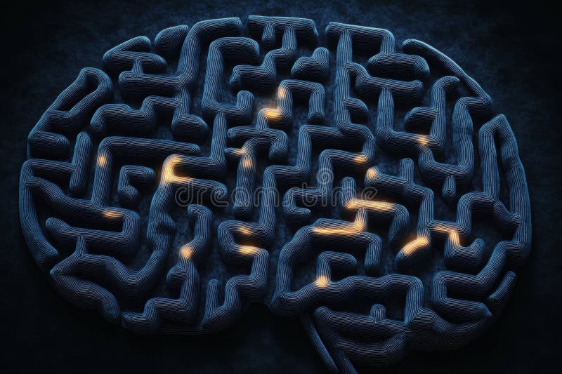 A Labyrinth Art Piece Shaped Like a Brain Features Illuminated Paths ...