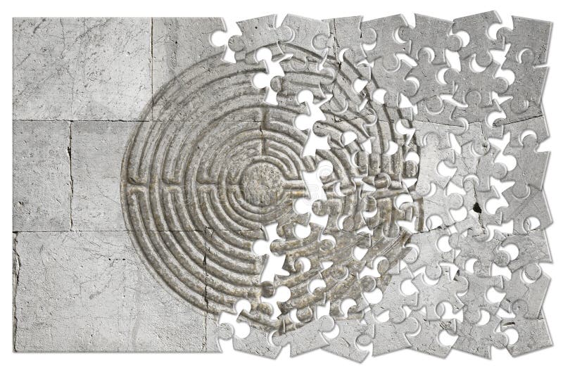 Labyrinth Carved on Medieval Stone Wall - Solution Concept in Ji Stock ...