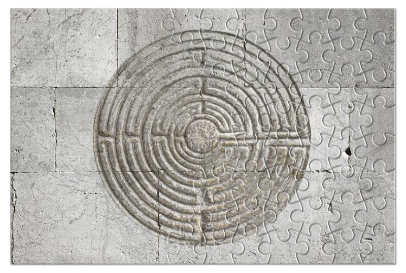 Labyrinth Carved on Medieval Stone Wall - Solution Concept in Jigsaw ...