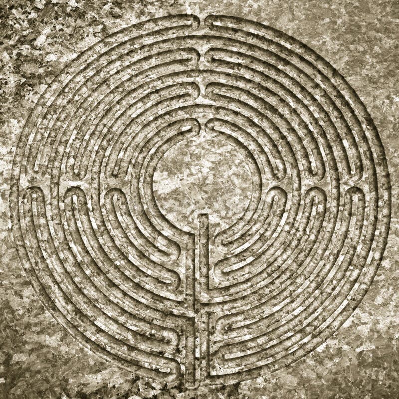 Labyrinth Carved on Stone - Solution Concept with Path Showing ...