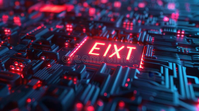 A Labyrinth of Circuitry Leading To a Glowing Exit Sign, Symbolizing ...