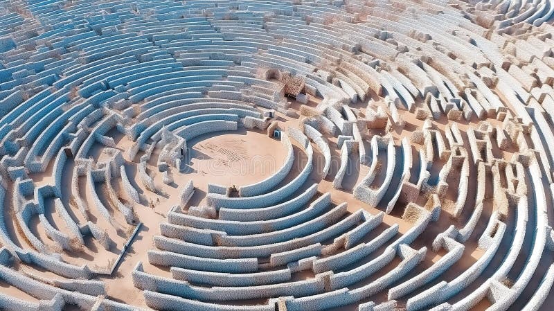 A Labyrinth Complete Made Out of Stone in an Ancient Greek World ...