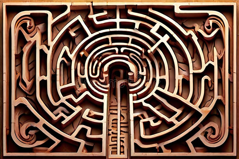 Labyrinth a Complex Maze Pattern with Winding Paths and Dead End Stock ...