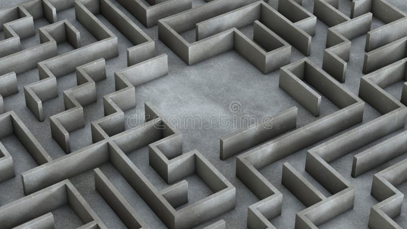 Labyrinth with Concrete Walls and an Empty Area Inside. 3d Render Stock ...