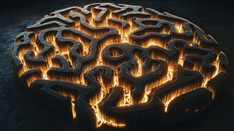 A Labyrinth Crafted in the Shape of a Human Brain Features Illuminated ...
