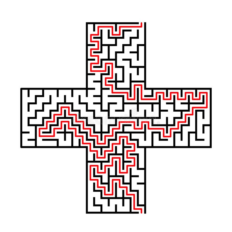 Labyrinth Cross Shape with Answer Line ,puzzle Game for Children,maze ...