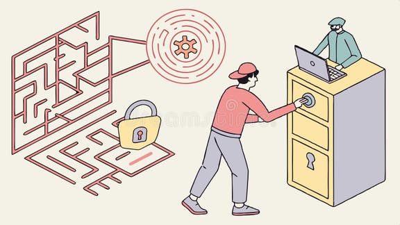 Labyrinth Data Security, Maze Puzzle and Digital Security Concept and ...