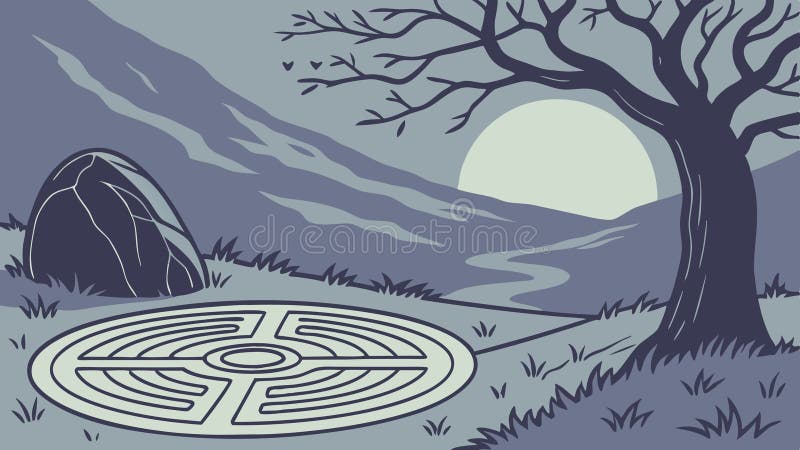 Labyrinth in Forest, Mysterious Path Illustration, Vector Design ...