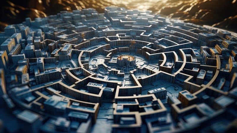 Labyrinth in the Form of a City Map with Intersections and Turns Stock ...