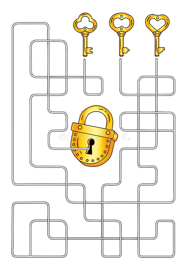 Labyrinth Game for Children, Choose the Right Key Stock Vector ...