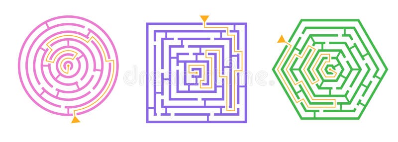 Labyrinth Game Set stock vector. Illustration of line - 166727981