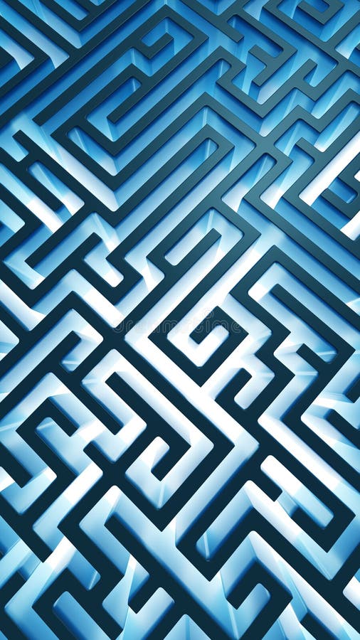 Labyrinth Glow Blue Maze Structure Confusing Way To the Exit. Breaking ...