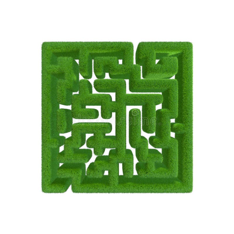 Labyrinth from Grass. Grass Maze.3D Rendering Illustration Stock ...