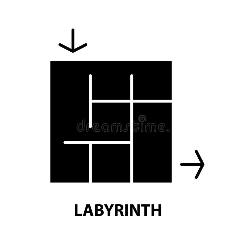 Labyrinth Icon, Black Vector Sign with Editable Strokes, Concept ...