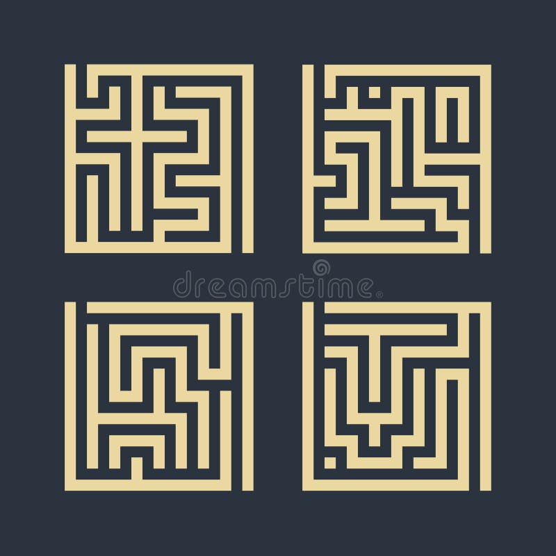 Labyrinth Icon Set stock vector. Illustration of sign - 90776388