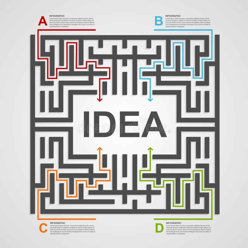 Labyrinth Infographic Design Modern Style Concept. Stock Vector ...