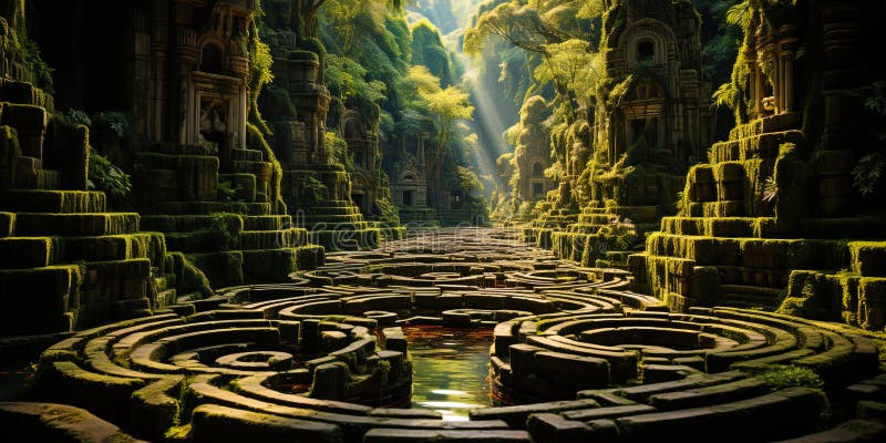 Labyrinth Jungle with Confusing Paths and Winding Streams, Like a Trip ...
