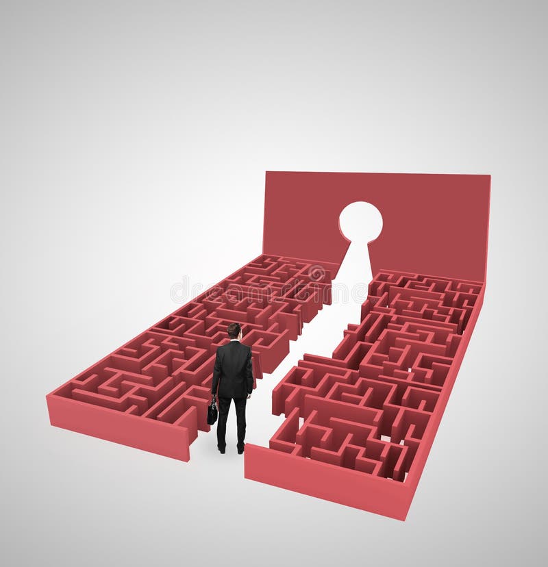Labyrinth with keyhole stock illustration. Illustration of business ...