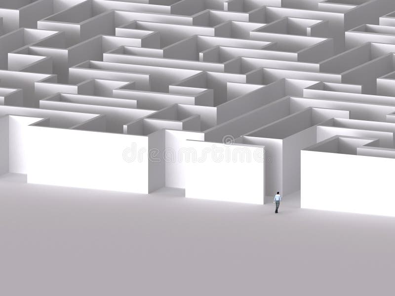 Labyrinth Life Tasks Concept Design - Maze with Incoming Man Stock ...