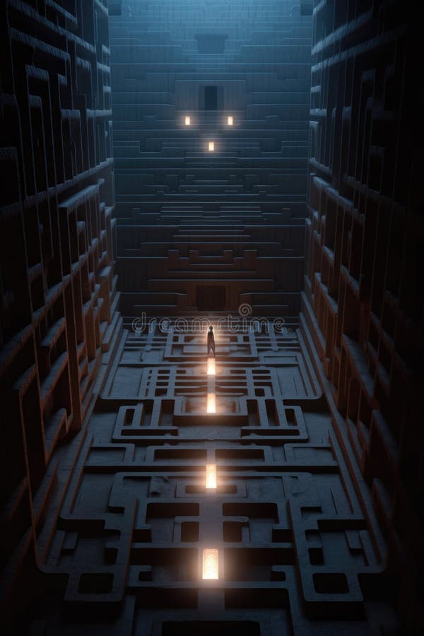 Labyrinth with Light at the End, Illustrating Finding a Way through ...