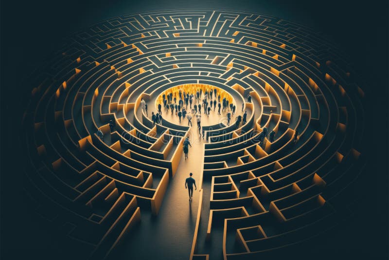 Labyrinth with Light Inside and People. Search for New Ideas Stock ...