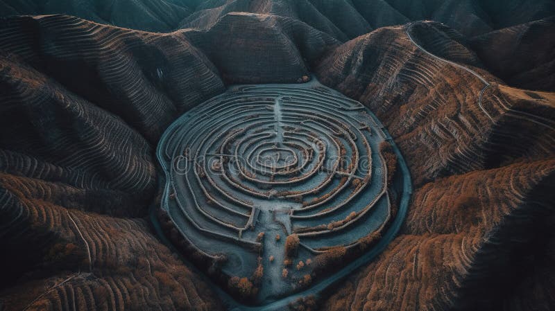 A Labyrinth Made Out of Stone in a Fantasy World, Wallpaper Style, Ai ...