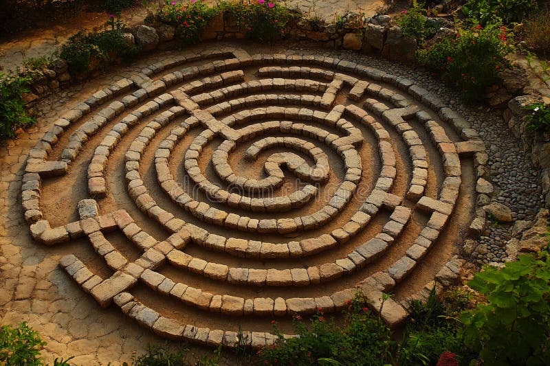 Intricate Stone Labyrinth Nestled among Greenery Invites Exploration ...