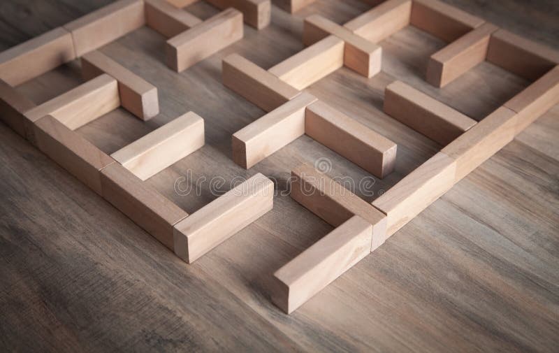 Labyrinth Made in with Wooden Blocks Stock Photo - Image of design ...