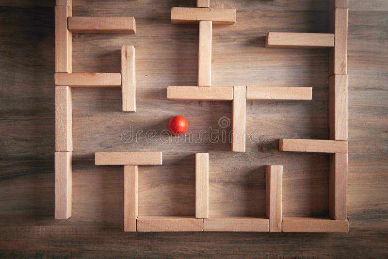 Labyrinth Made in with Wooden Blocks Stock Image - Image of labyrinth ...