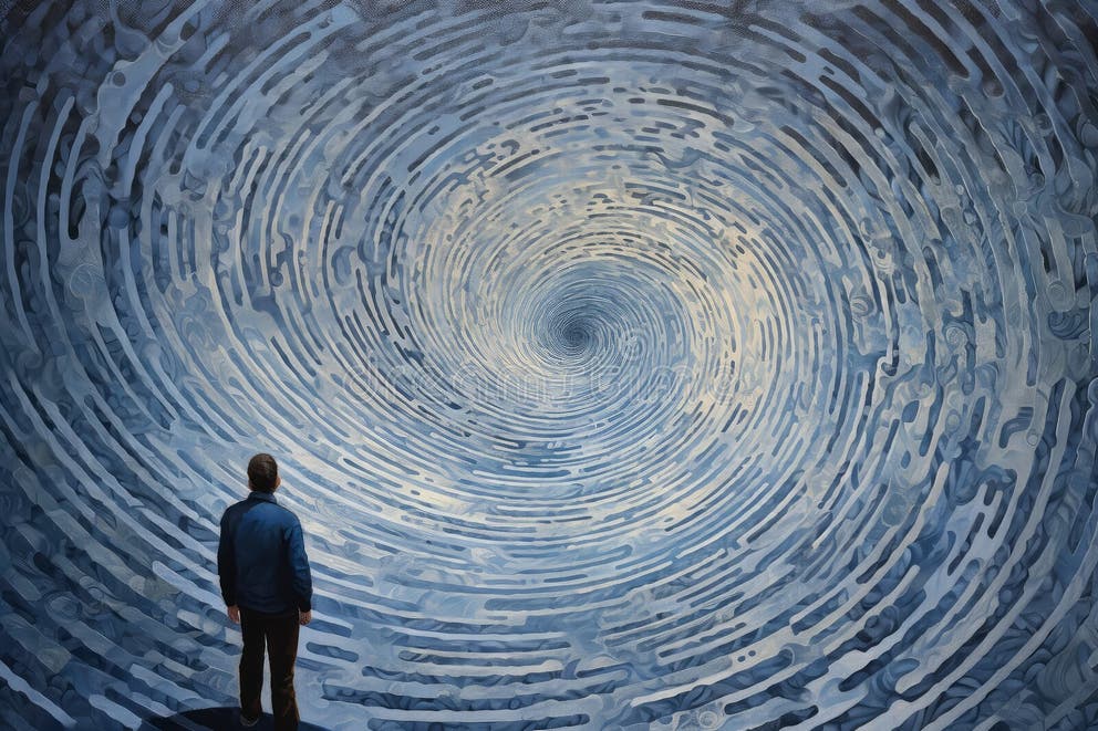 Labyrinth man. Generate Ai stock illustration. Illustration of abstract ...